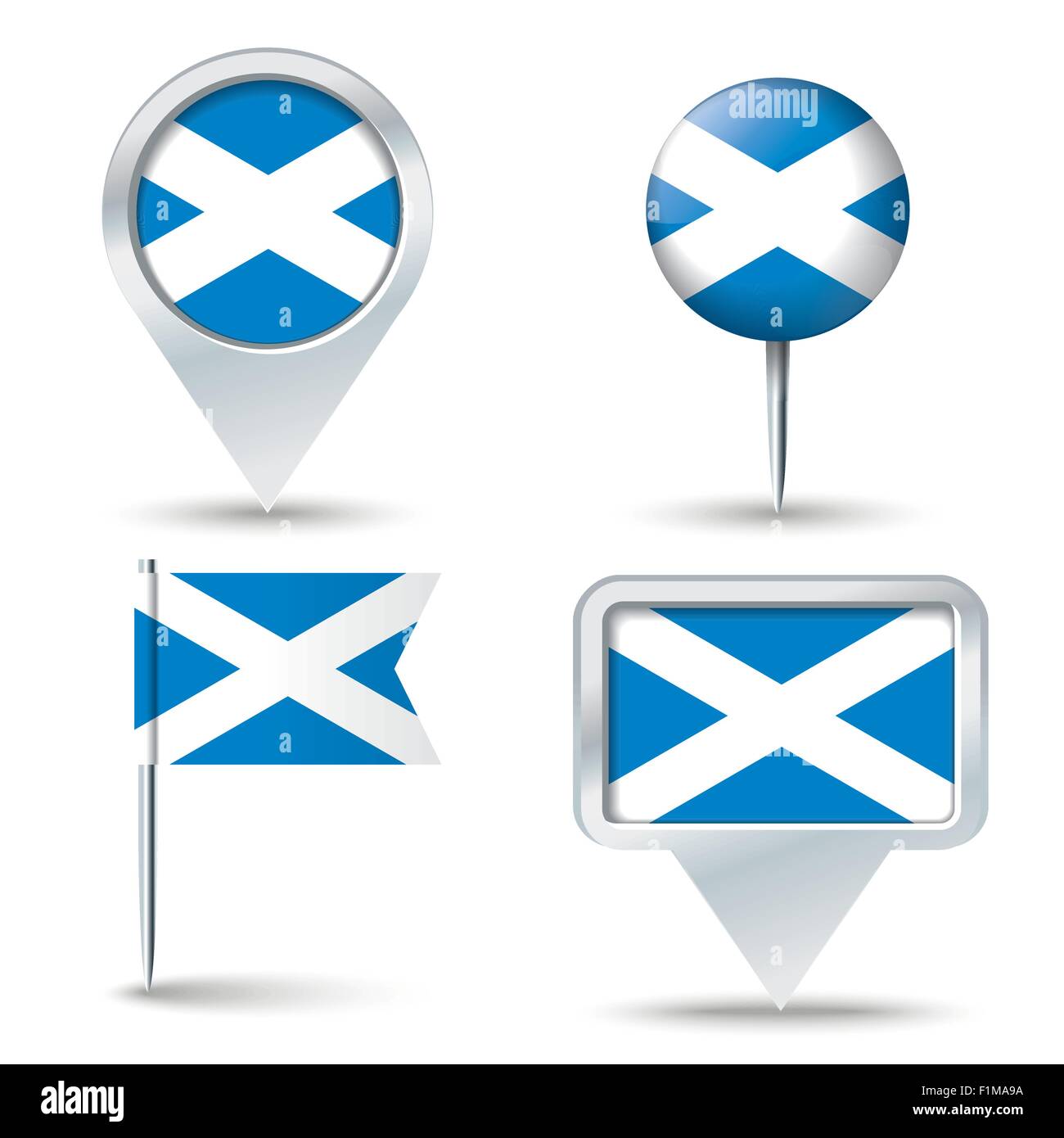 Map pins with flag of Scotland - vector illustration Stock Vector Image ...
