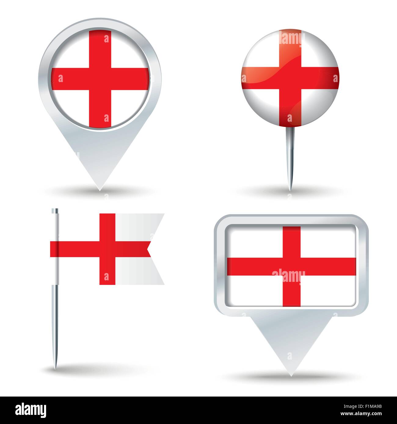 Map pins with flag of England - vector illustration Stock Vector Image ...