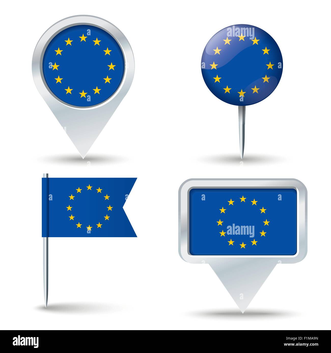 Map pins with flag of European Union - vector illustration Stock Vector ...