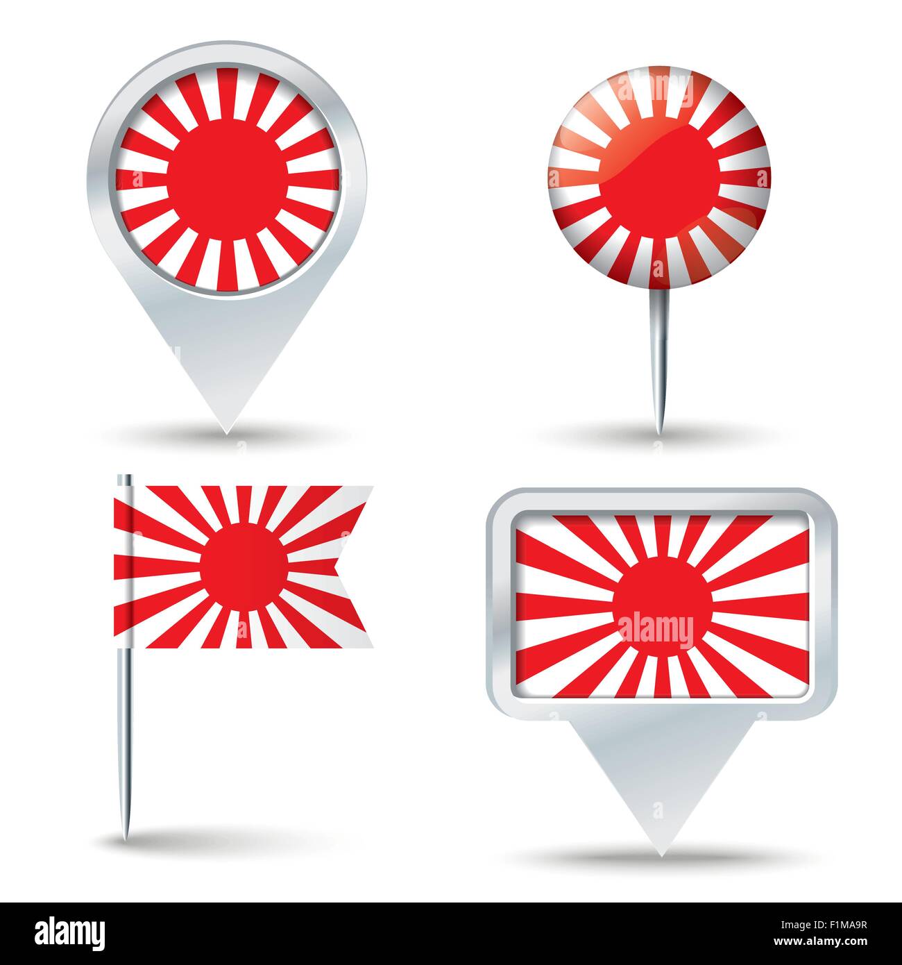 Map pins with Japanese War flag - vector illustration Stock Vector ...