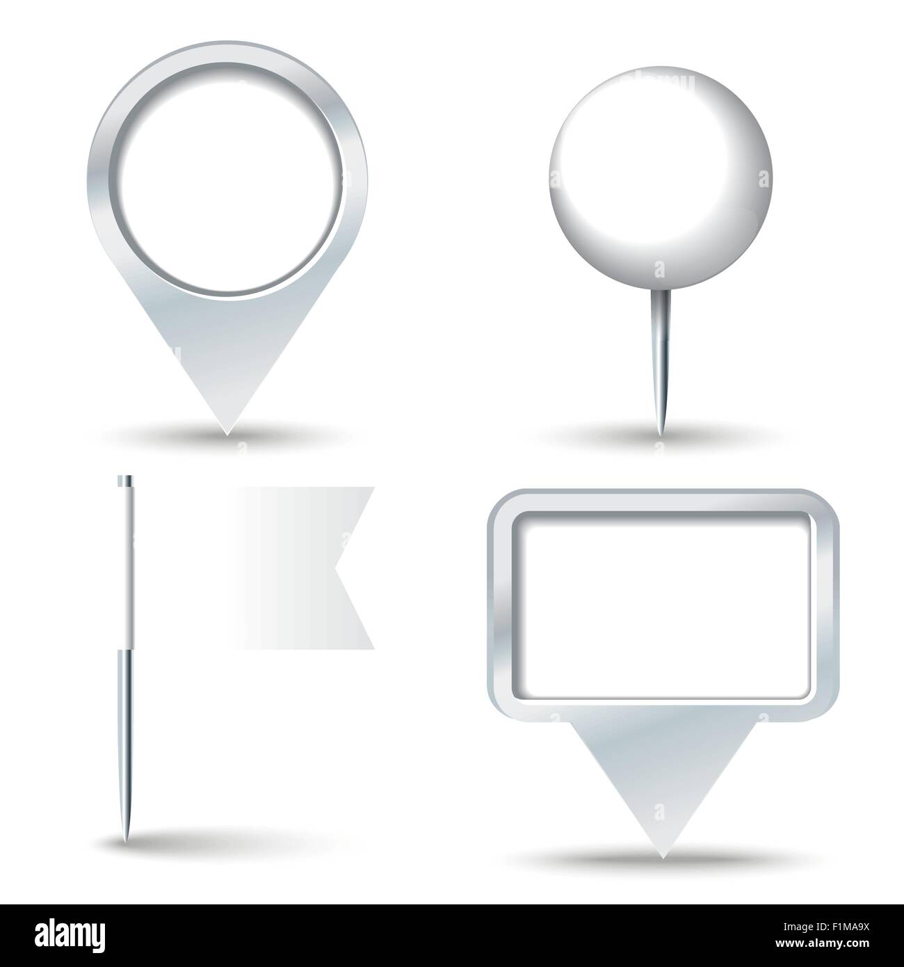 White map pins - vector illustration Stock Vector Image & Art - Alamy