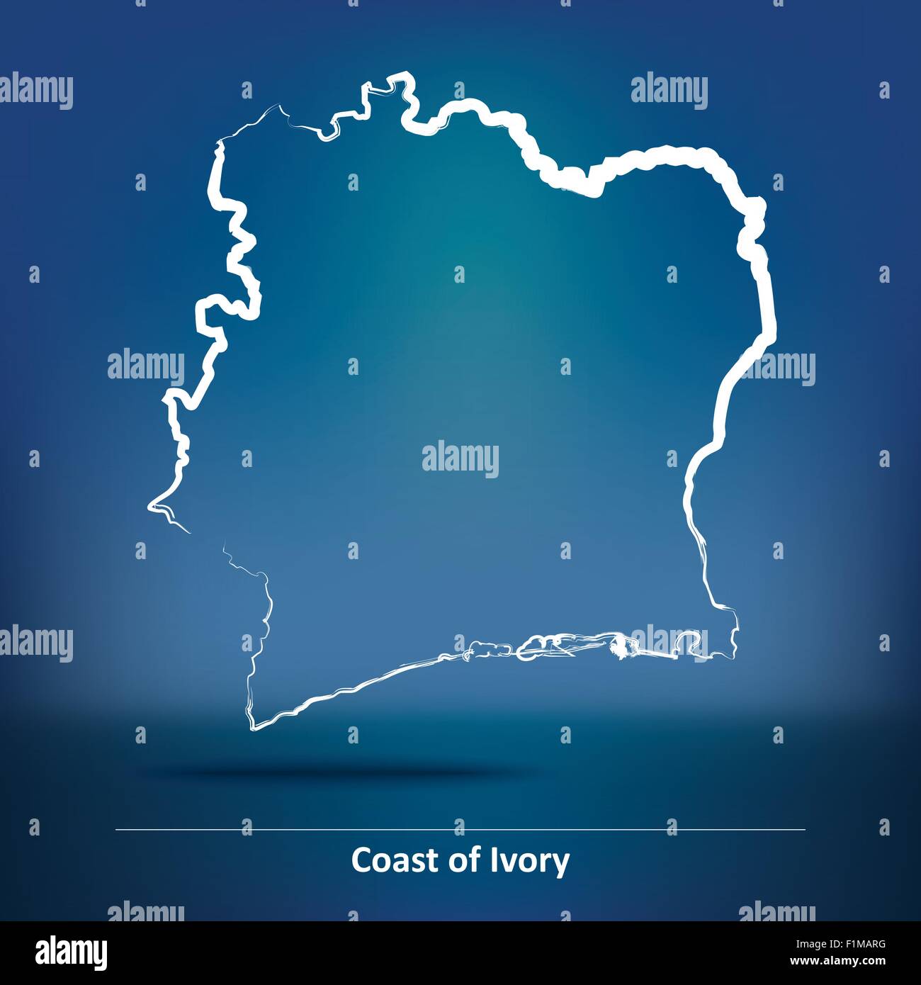 Doodle Map of Coast of Ivory - vector illustration Stock Vector Image ...