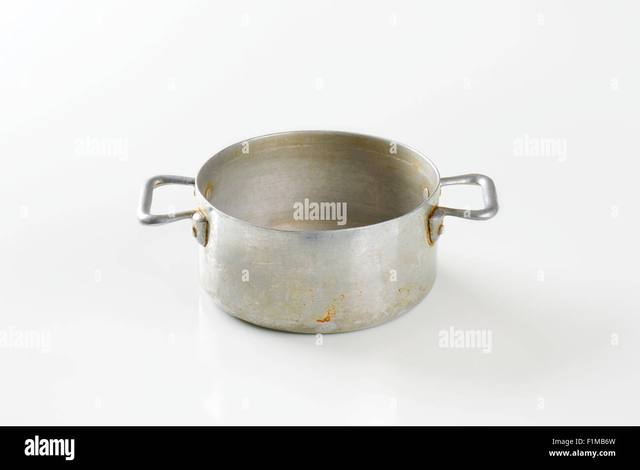 empty old saucepan on white background Stock Photo - Alamy