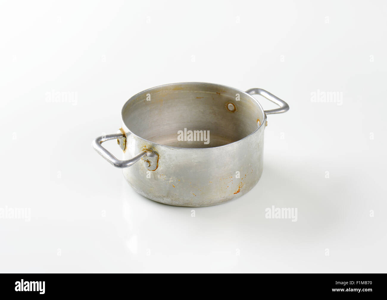empty old saucepan on white background Stock Photo - Alamy