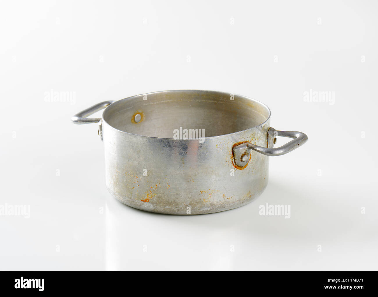 empty old saucepan on white background Stock Photo - Alamy