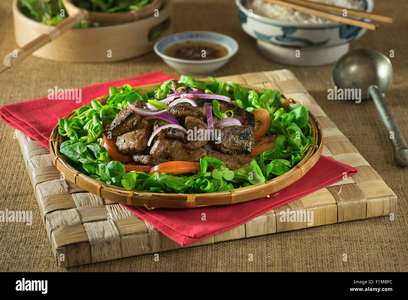 Bo luc lac. Shaking beef. Vietnamese food Stock Photo - Alamy