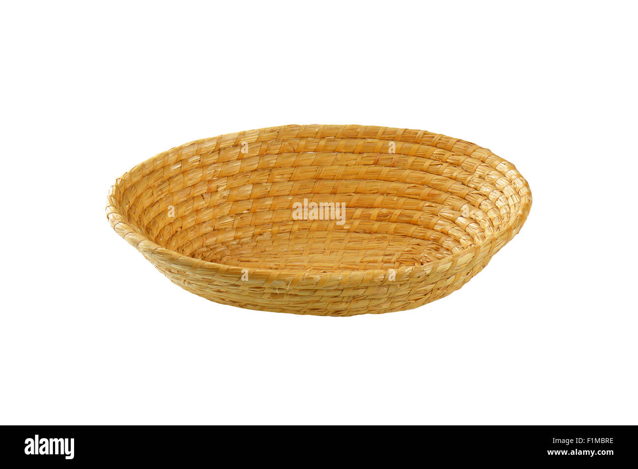 cutout of empty wicker bowl on white background Stock Photo - Alamy