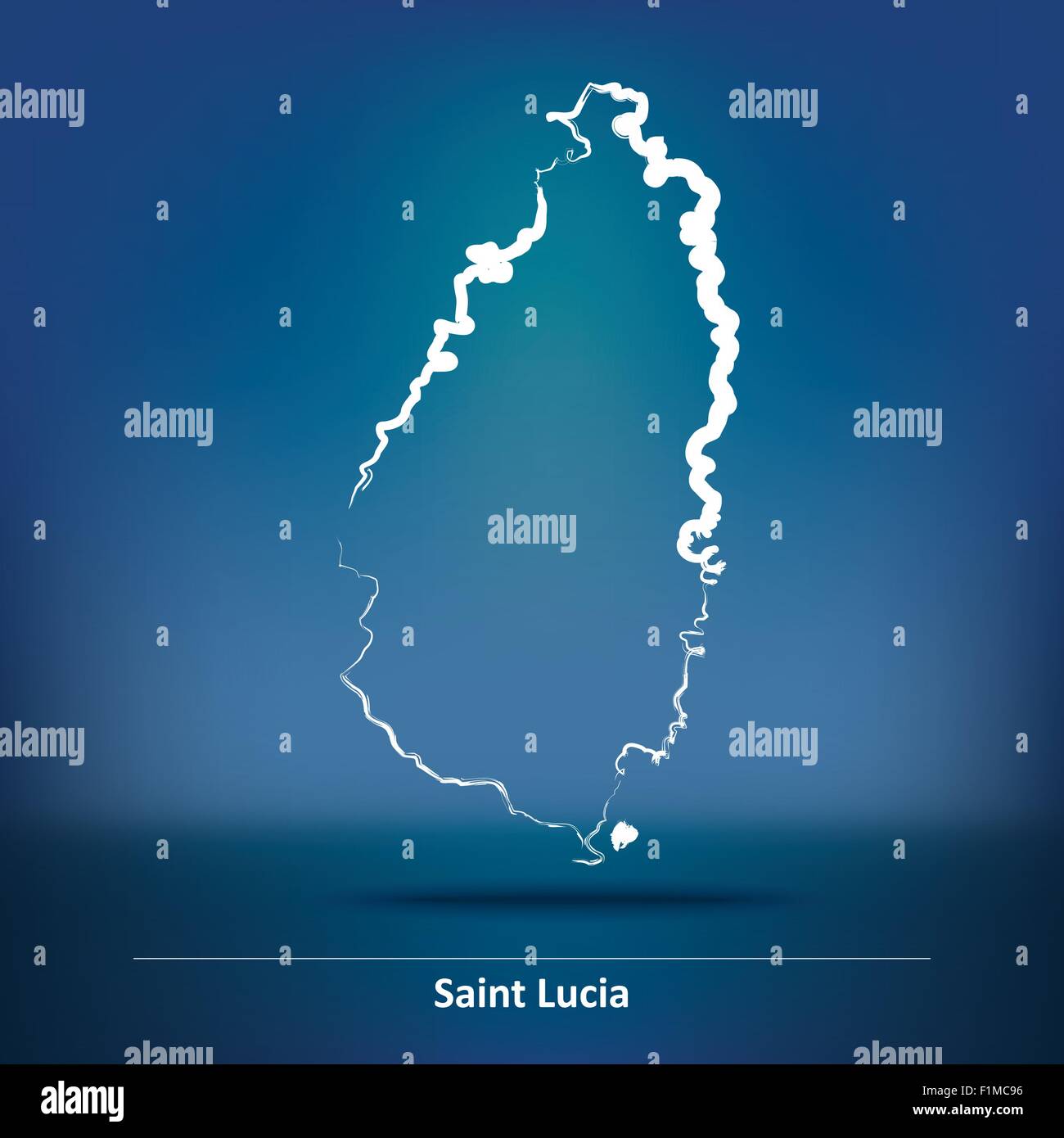 Doodle Map of Saint Lucia - vector illustration Stock Vector Image ...