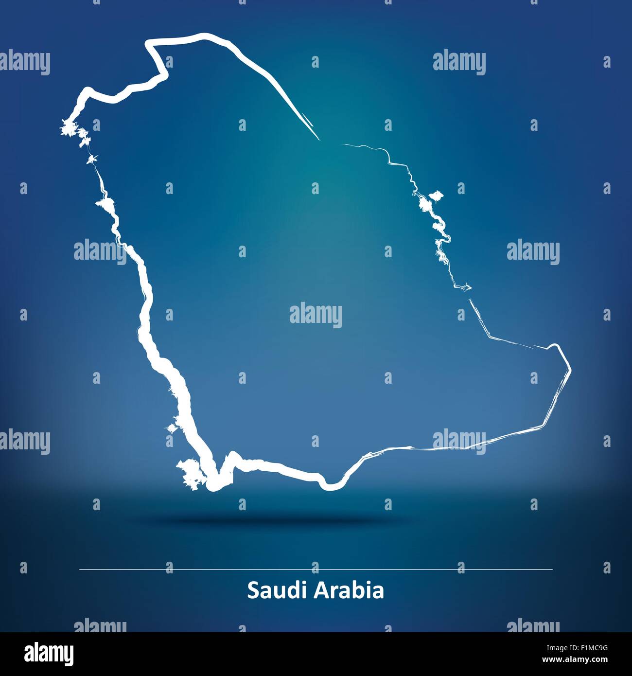 Doodle Map of Saudi Arabia - vector illustration Stock Vector Image ...