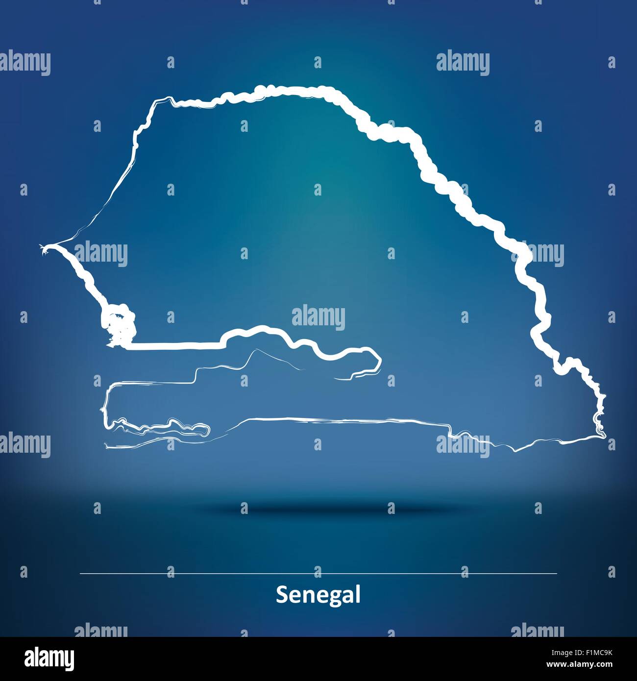 Doodle Map of Senegal - vector illustration Stock Vector Image & Art ...