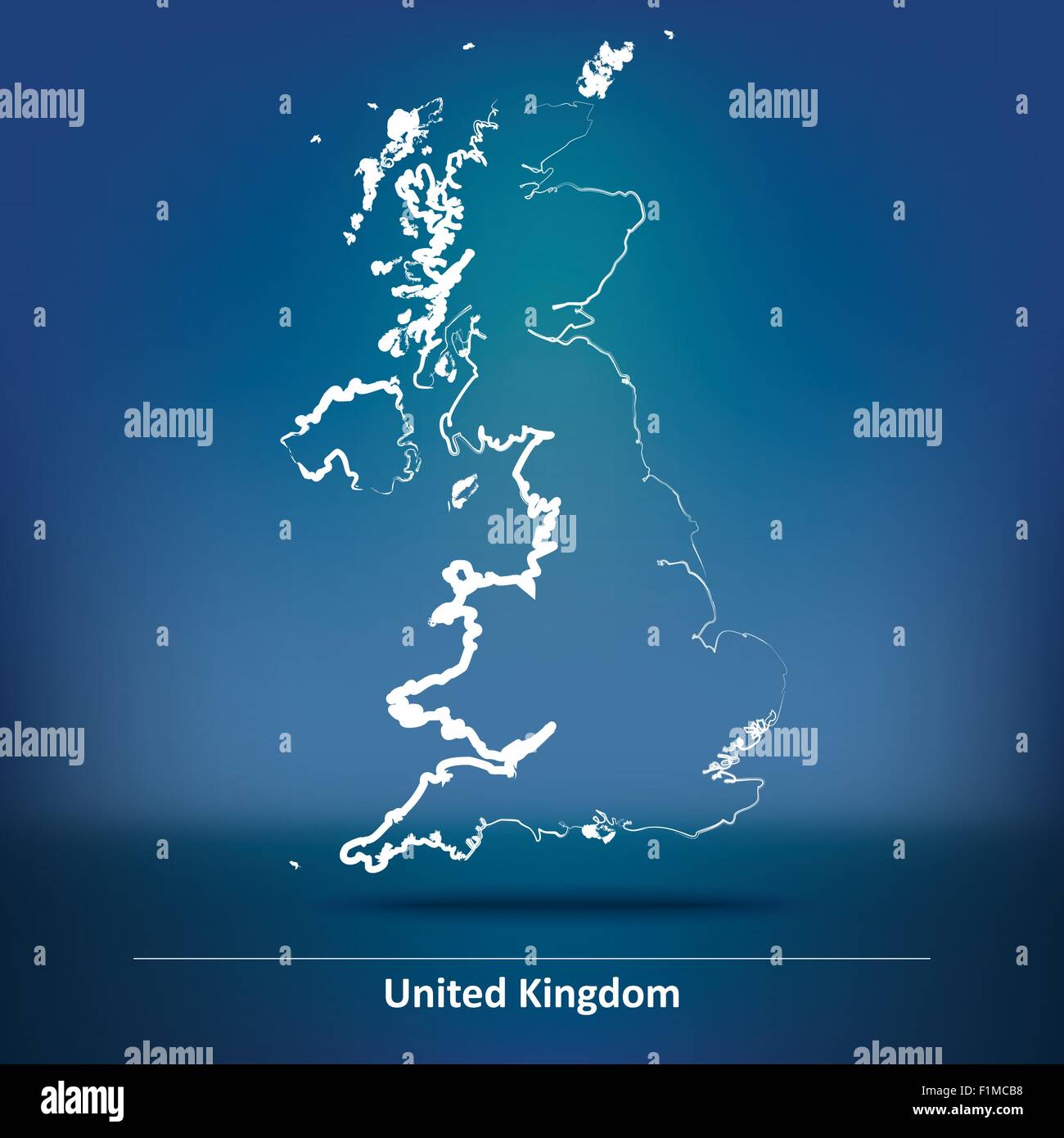 Doodle Map of United Kingdom - vector illustration Stock Vector Image ...