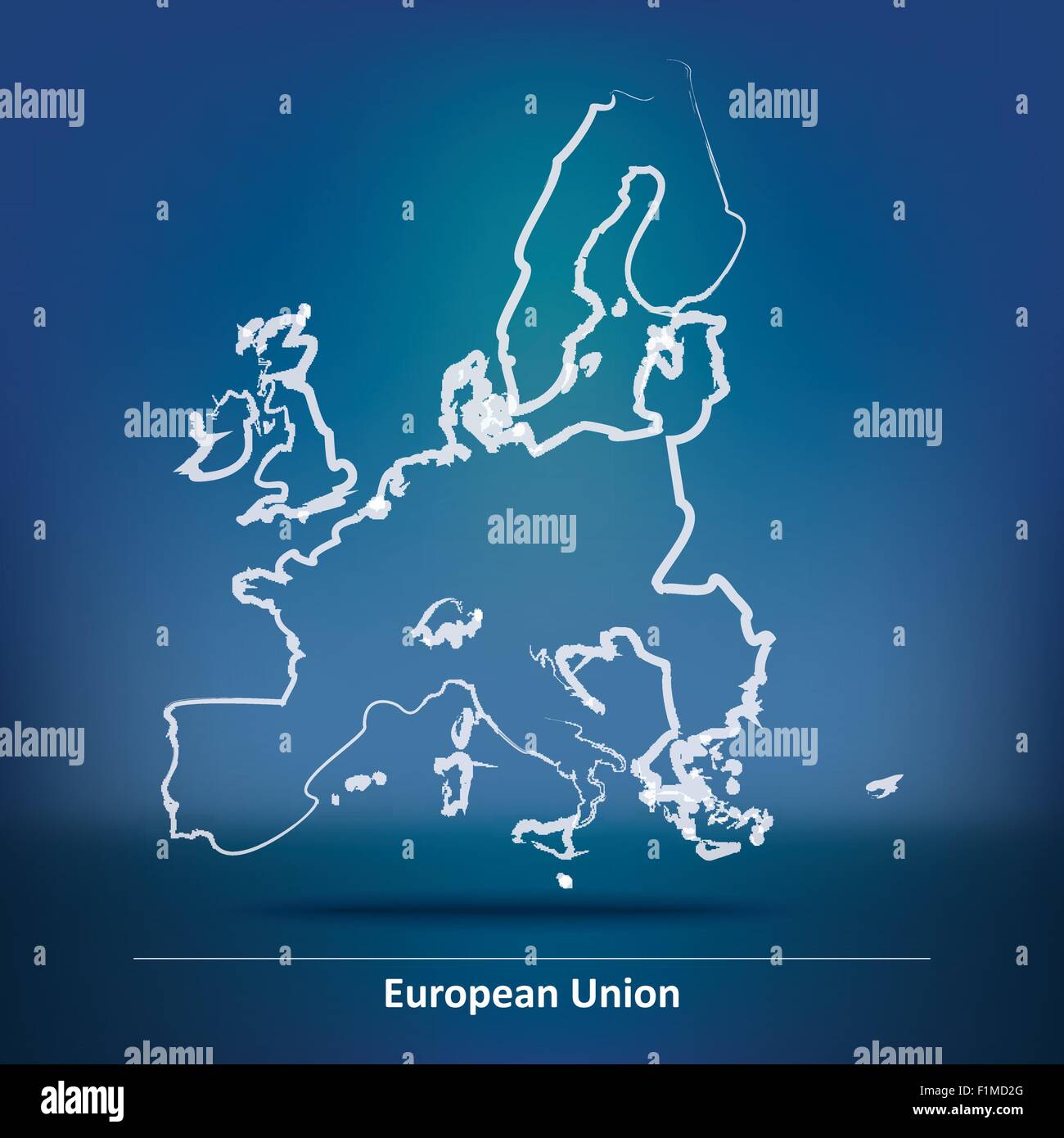 Doodle Map of European Union 2015 - vector illustration Stock Vector ...