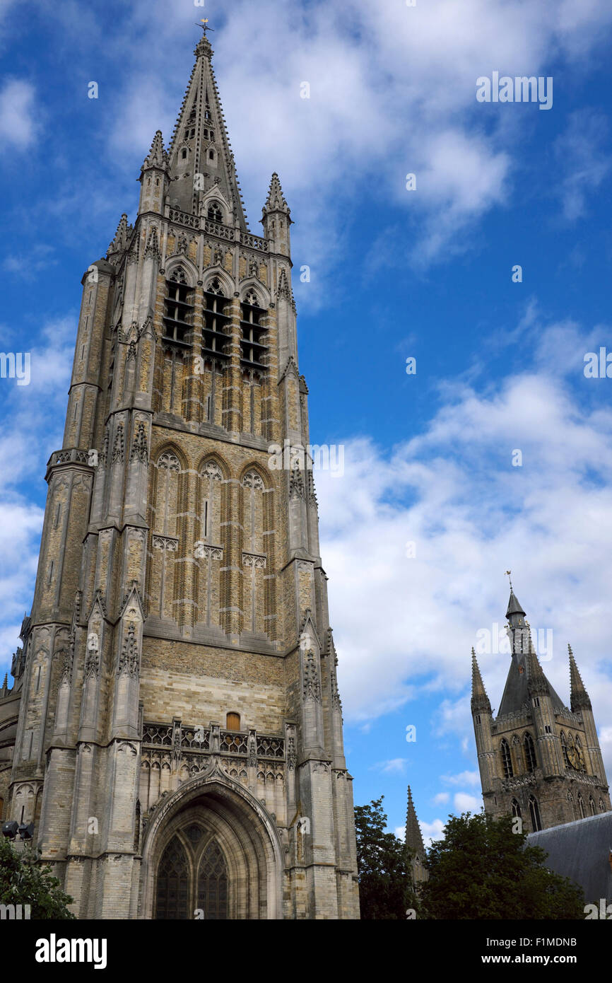 St. Martin's Cathedral with the Cloth Hall beyond, leper, (Ypres ...