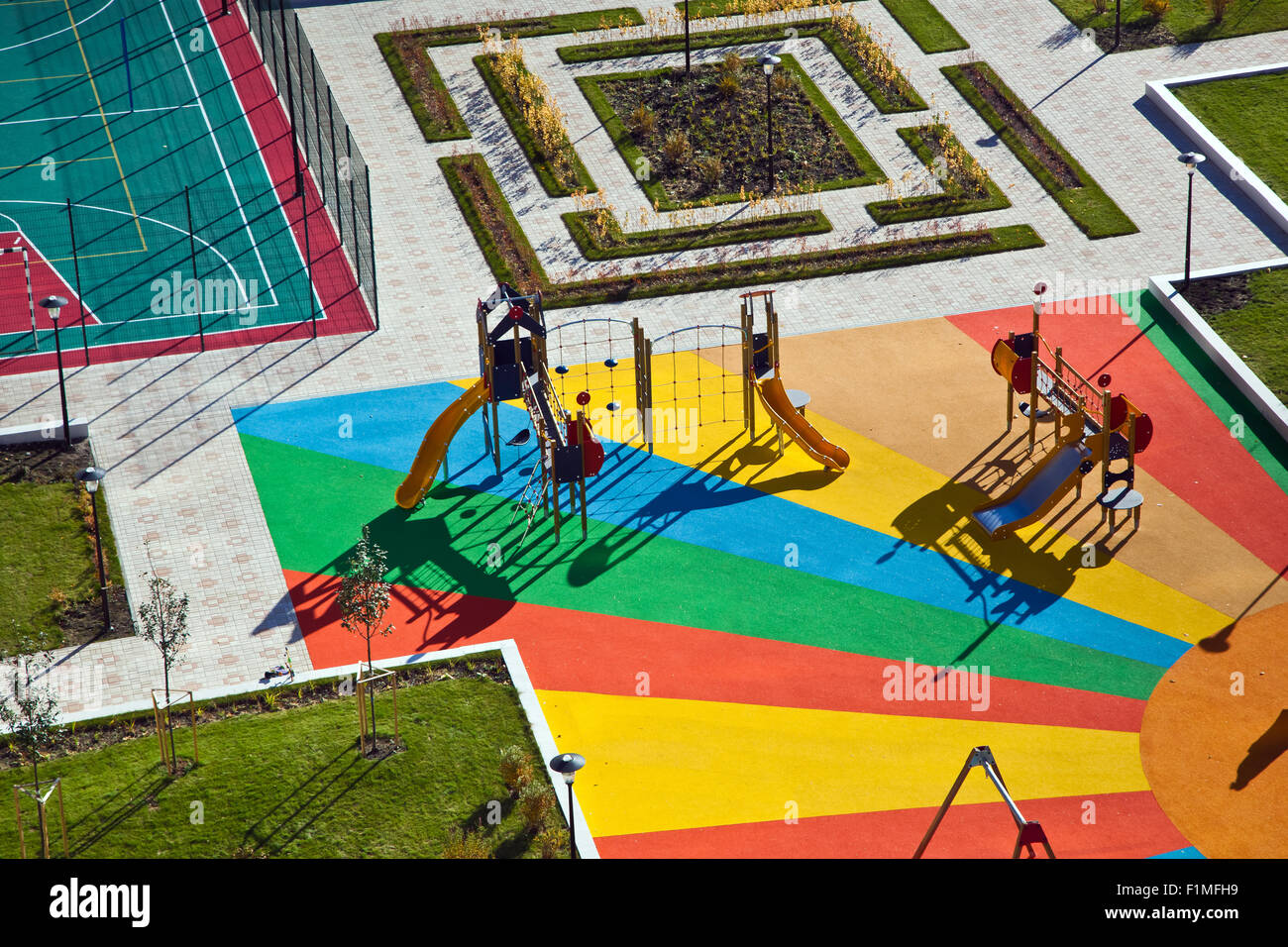 Aerial view of colorful playground for small kids Stock Photo - Alamy
