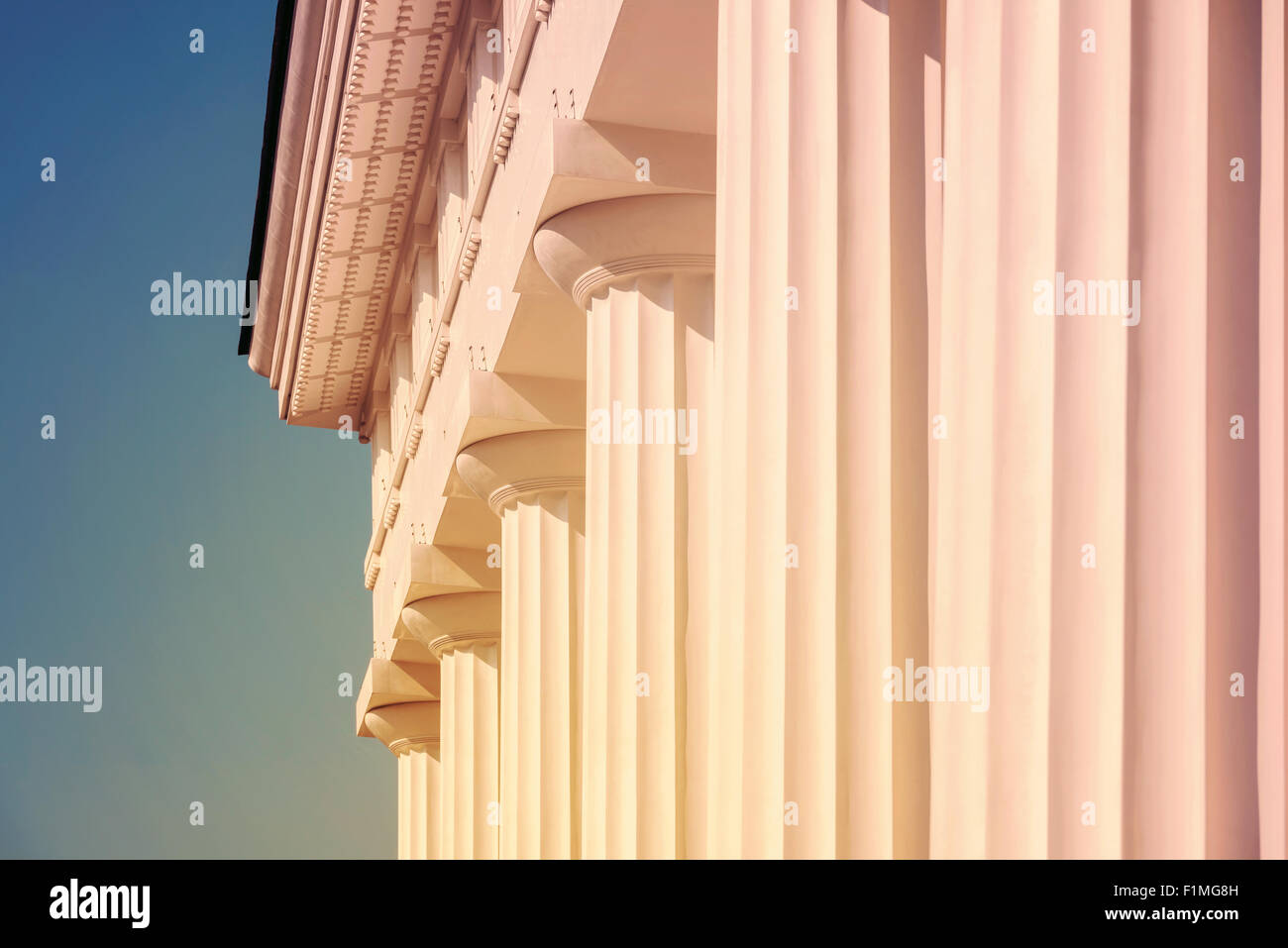 Vintage Columns Architecture Of Ancient Greek Temple Stock Photo - Alamy