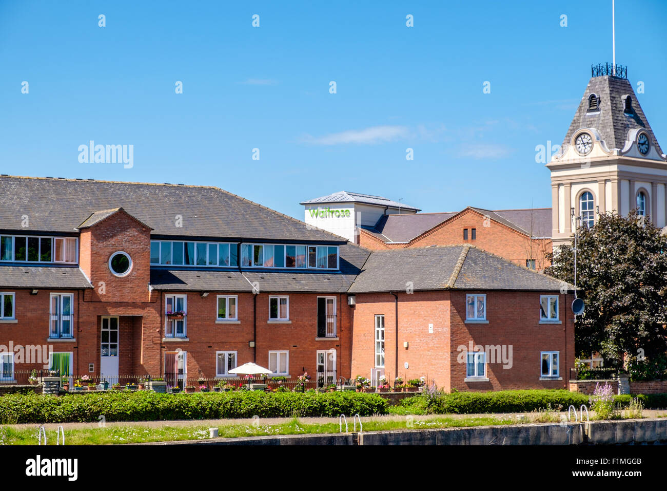 Newark on Trent river side apartments, with Waitrose supermarket in the ...