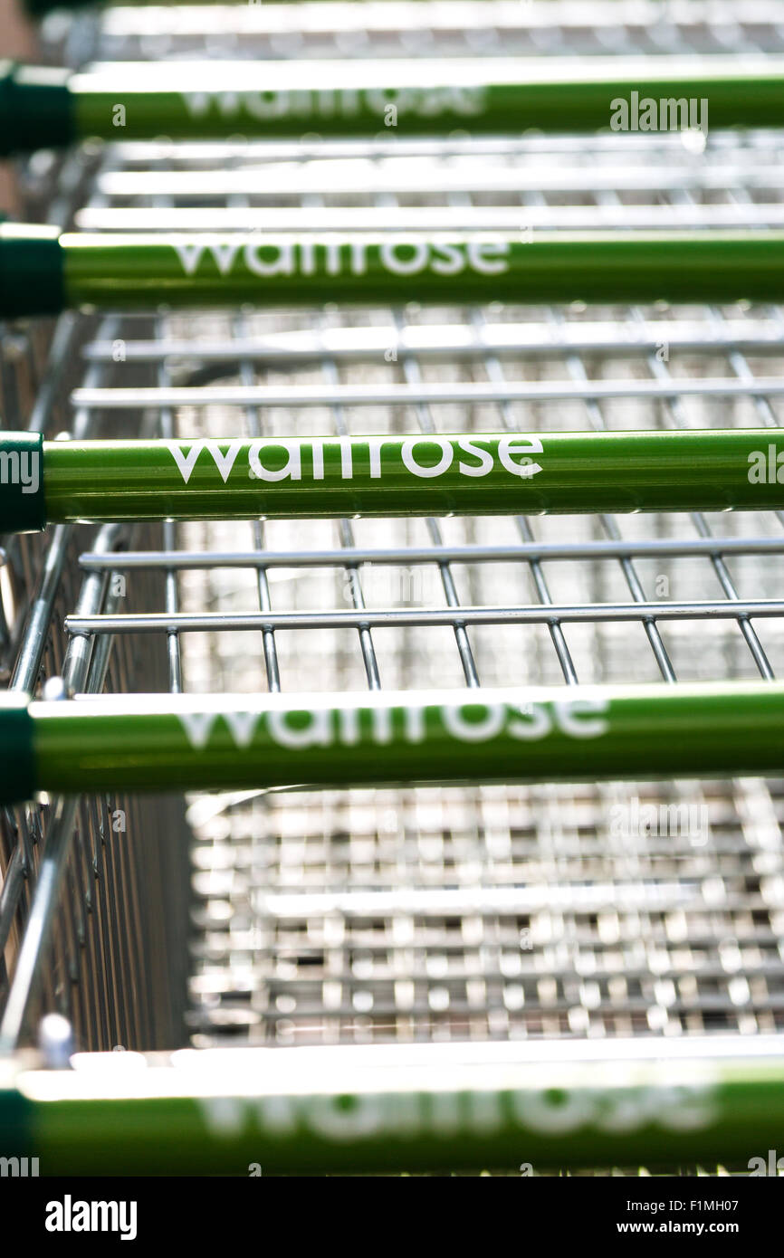 Waitrose Supermarket parked shopping trolleys Salisbury England UK ...
