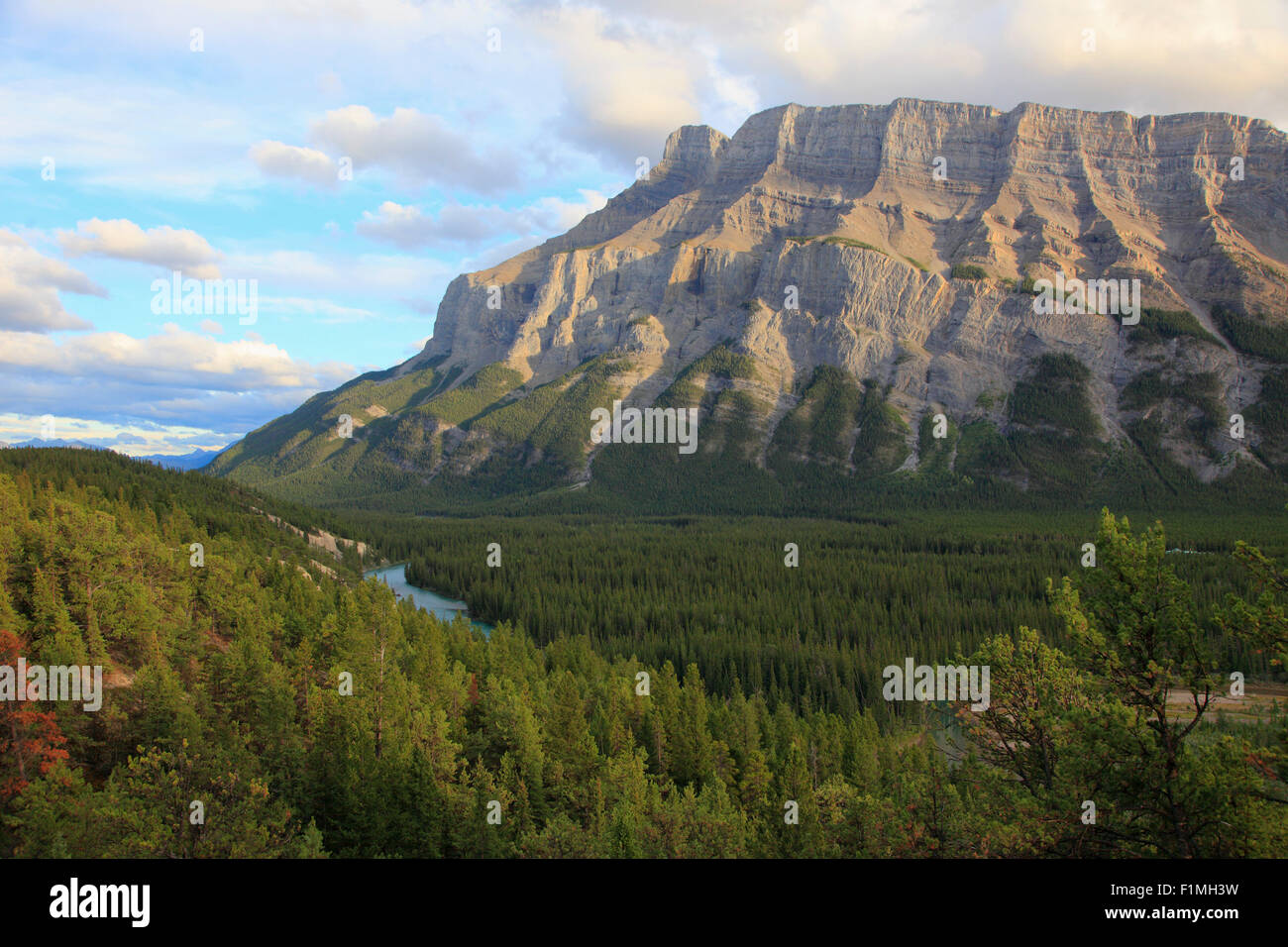 Canada, Alberta, Banff National Park, Mount Rundle, Bow River Valley ...