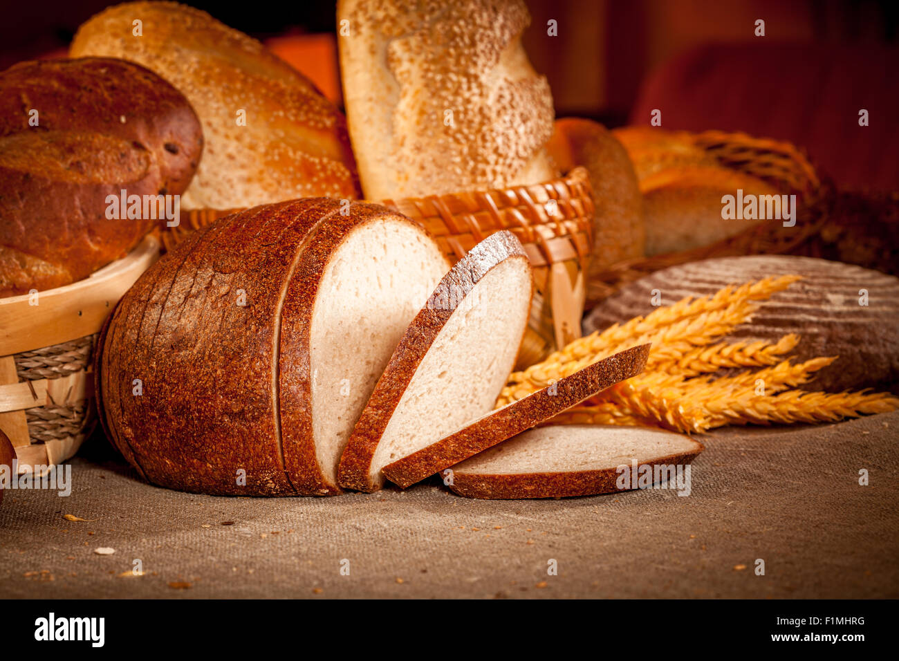 Fresh Assortment of baked bread Stock Photo - Alamy