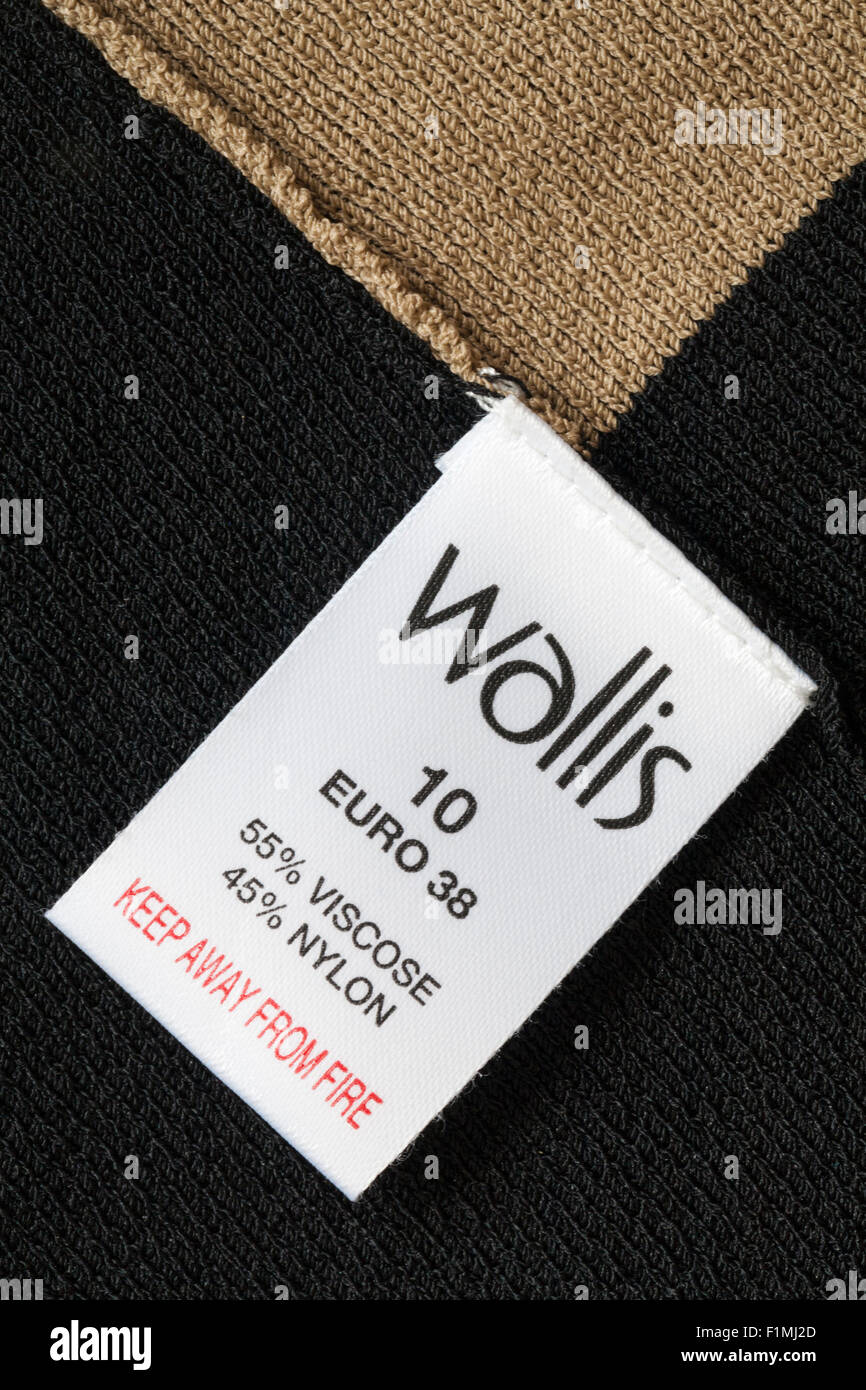 label in Wallis garment - keep away from fire 55% viscose 45% nylon ...
