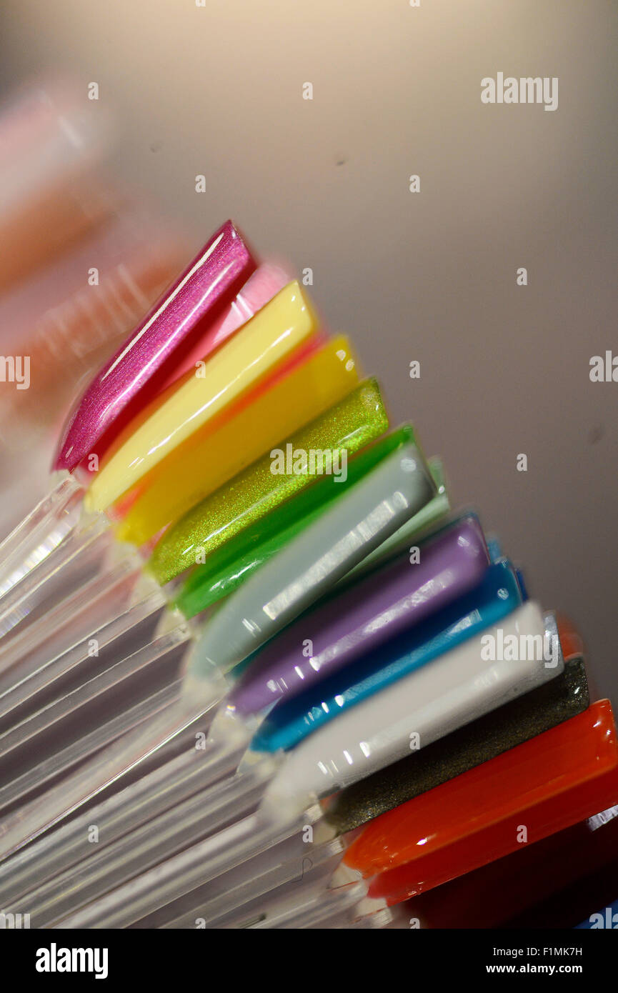SELECTION OF COLORED NAIL TESTERS Stock Photo - Alamy