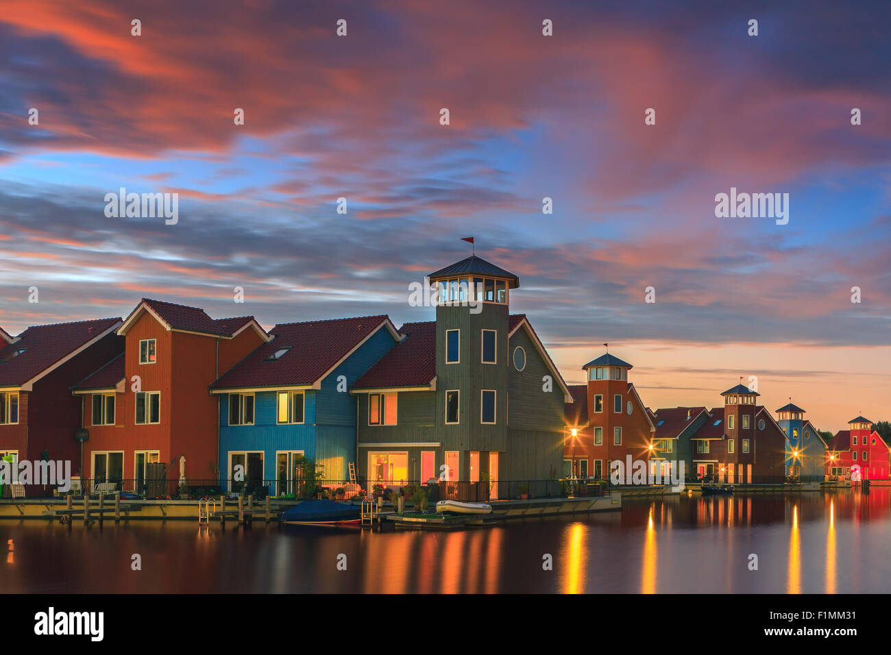 Colourful houses reitdiephaven groningen netherlands hi-res stock ...