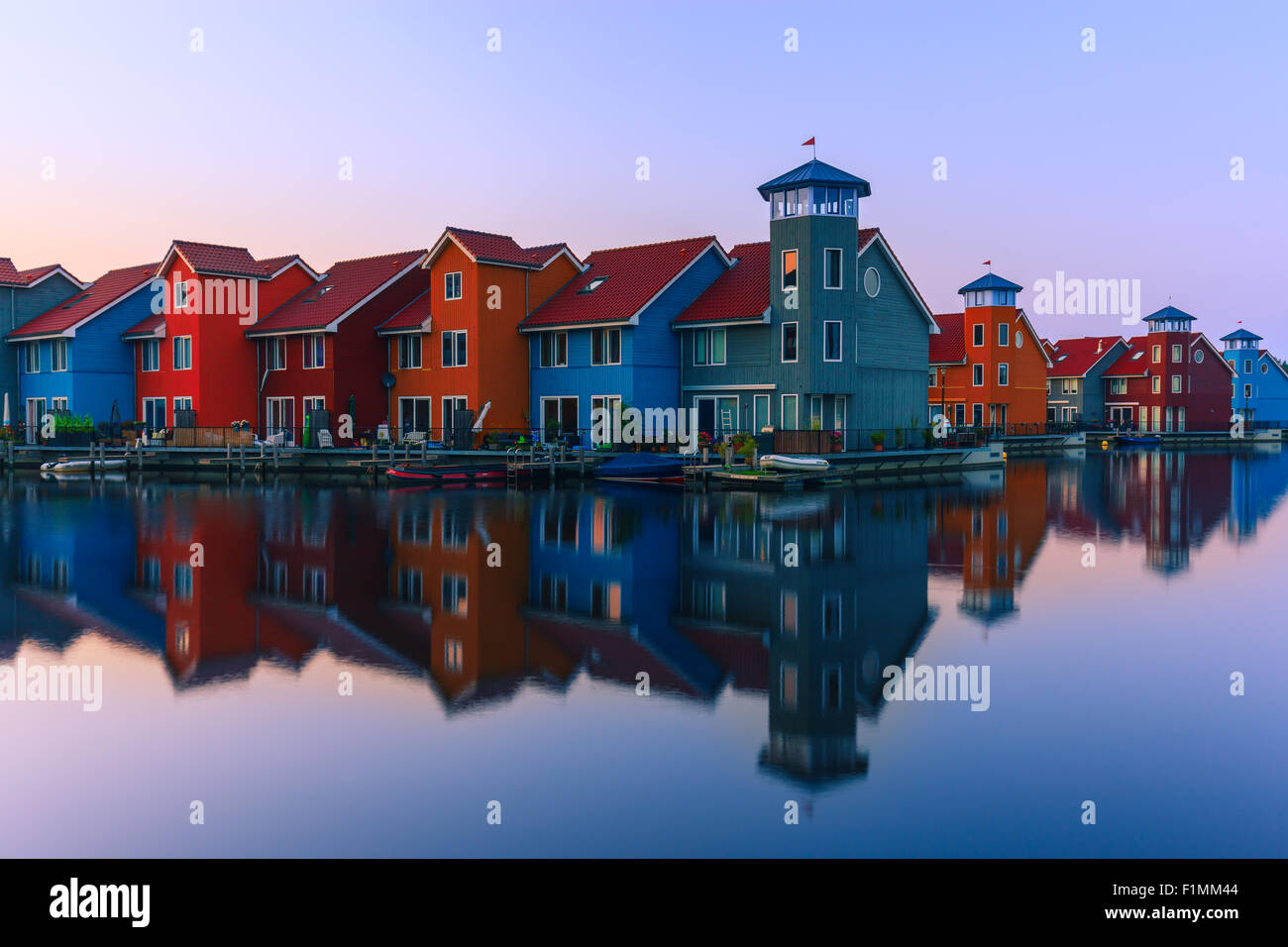 Colourful houses reitdiephaven groningen netherlands hi-res stock ...