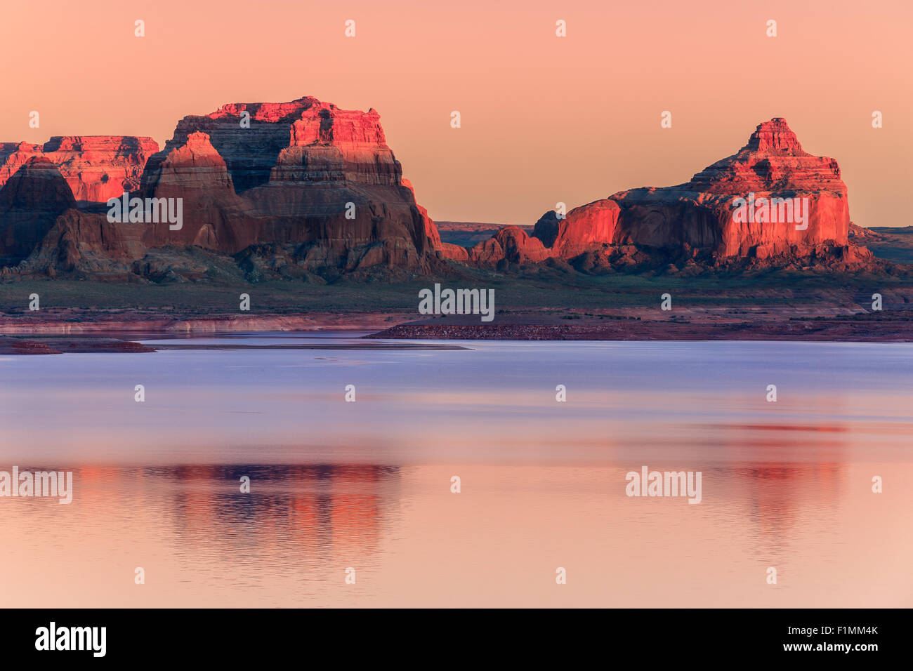 Padre Bay, from Cookie Jar Butte at sunrise. Lake Powell, Utah, USA ...