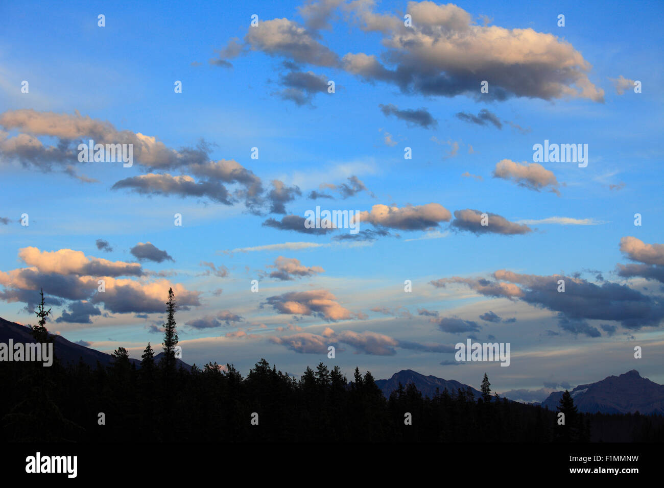 Canada, Alberta, Jasper National Park, sunset sky, clouds Stock Photo ...