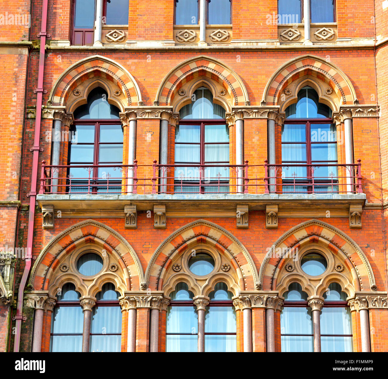 old architecture in london england windows and brick exterior wall ...
