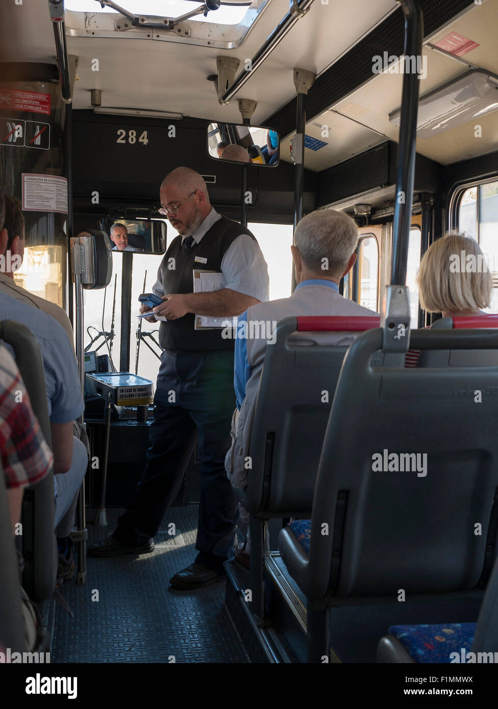 Ticket Inspector on Service Bus Funchal, Madeira, Portugal Stock Photo ...
