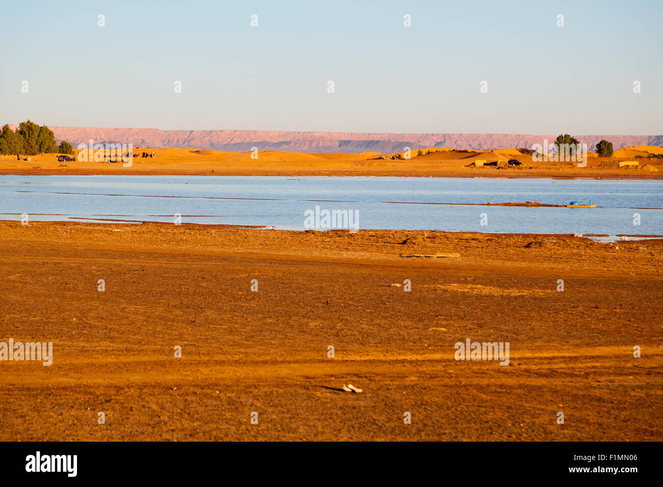 sunshine in the desert of morocco sand and lake dune Stock Photo - Alamy