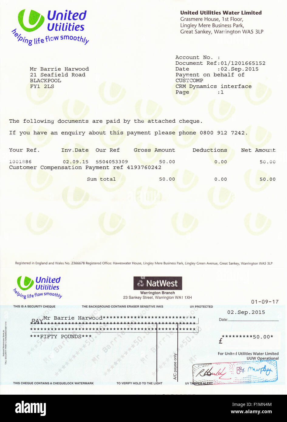 Compensation cheque hi-res stock photography and images - Alamy