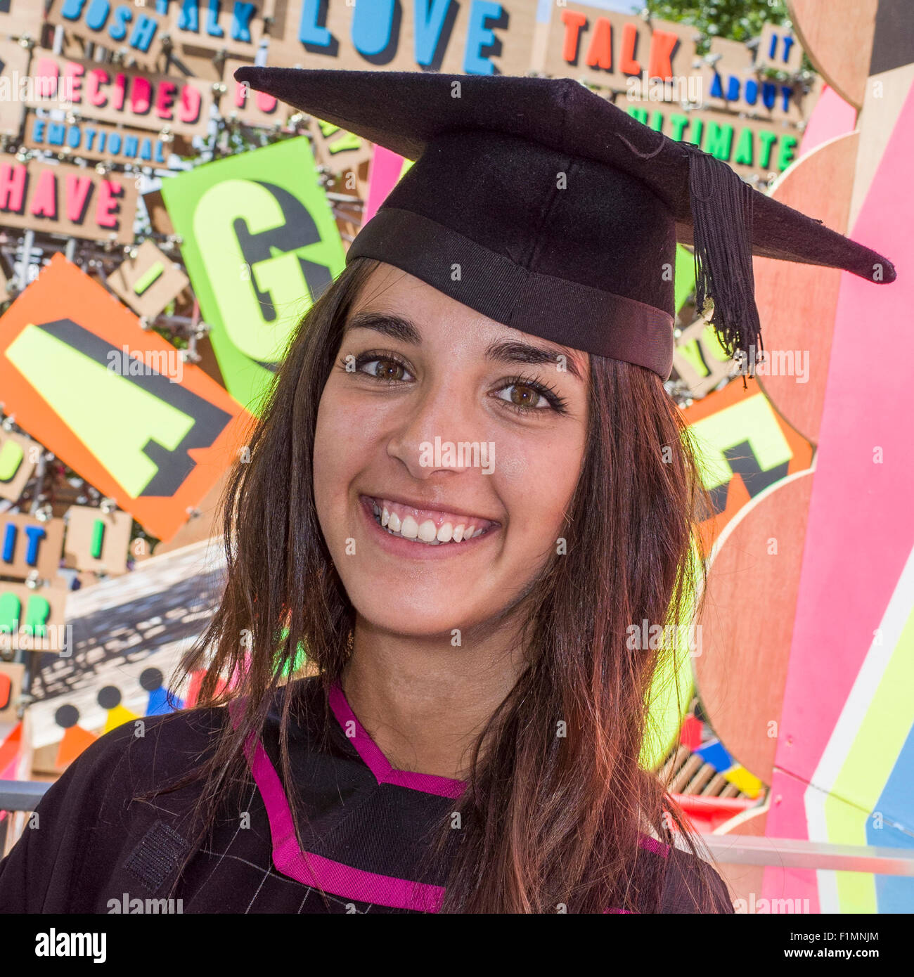 Portrait of Female Student on Graduation Day in front of Festival of ...