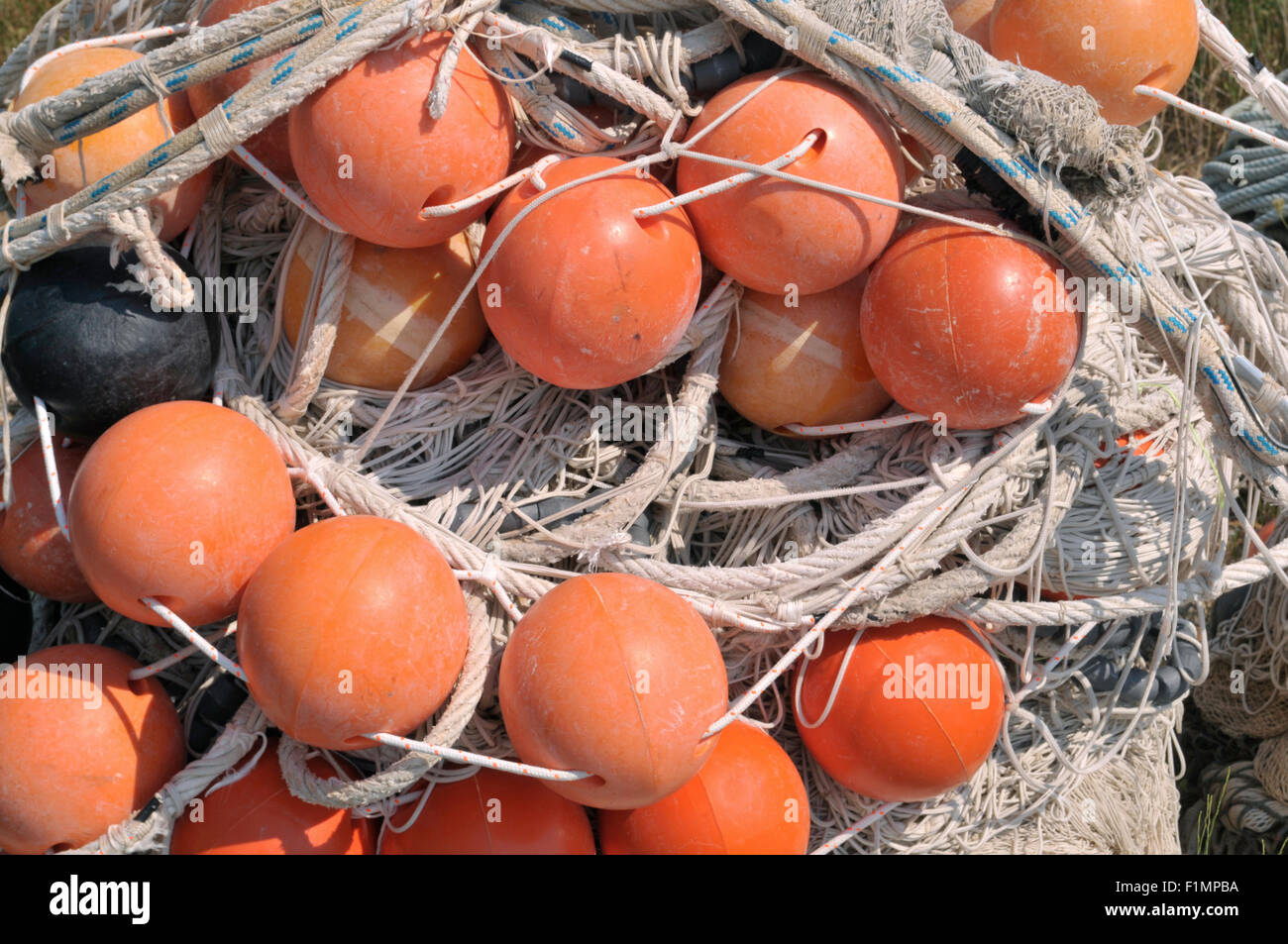 fishing nets with floating balls Stock Photo - Alamy