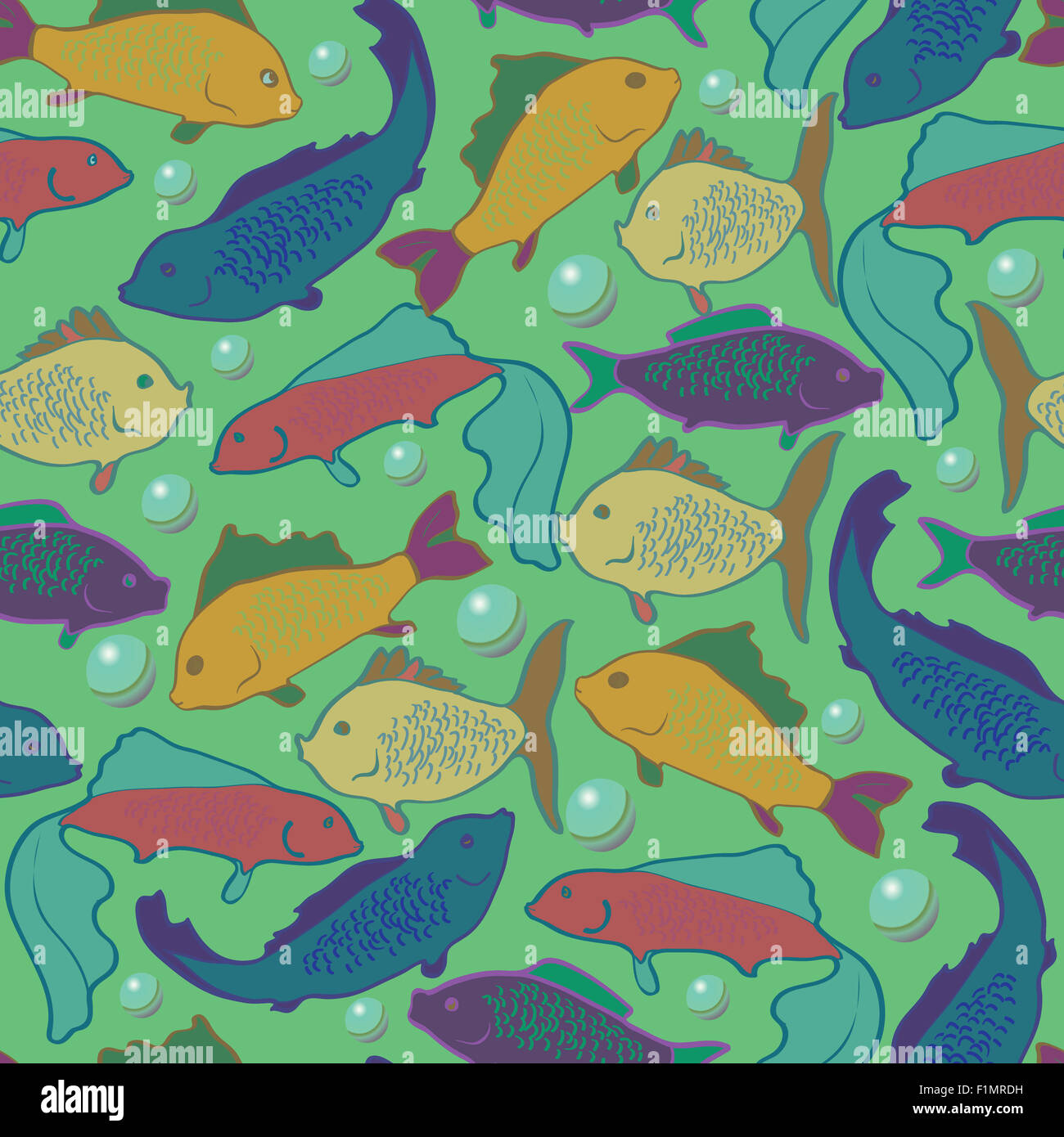 seamless background with colorful fish Stock Photo - Alamy