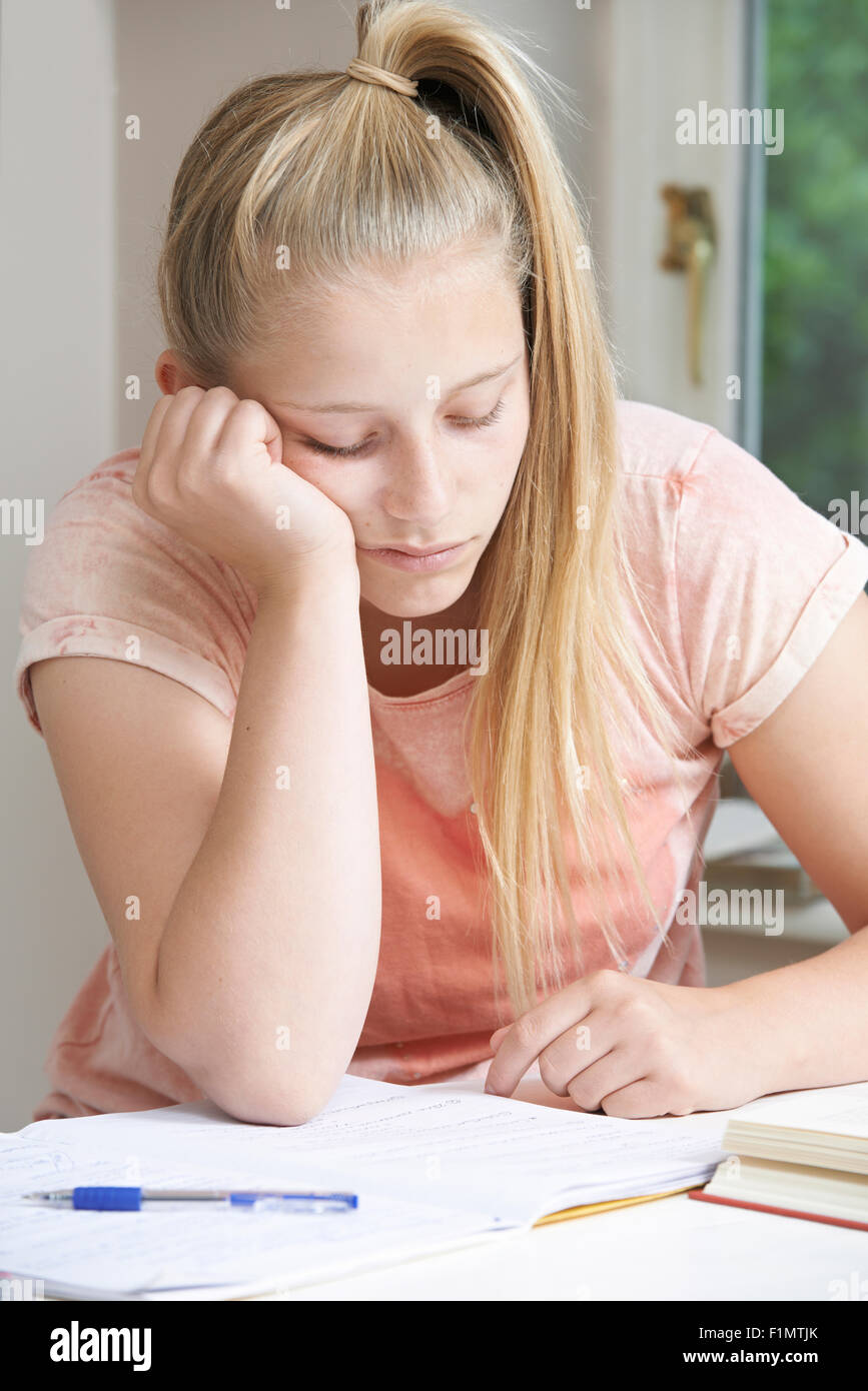 Portrait Of Girl Finding Homework Difficult Stock Photo - Alamy
