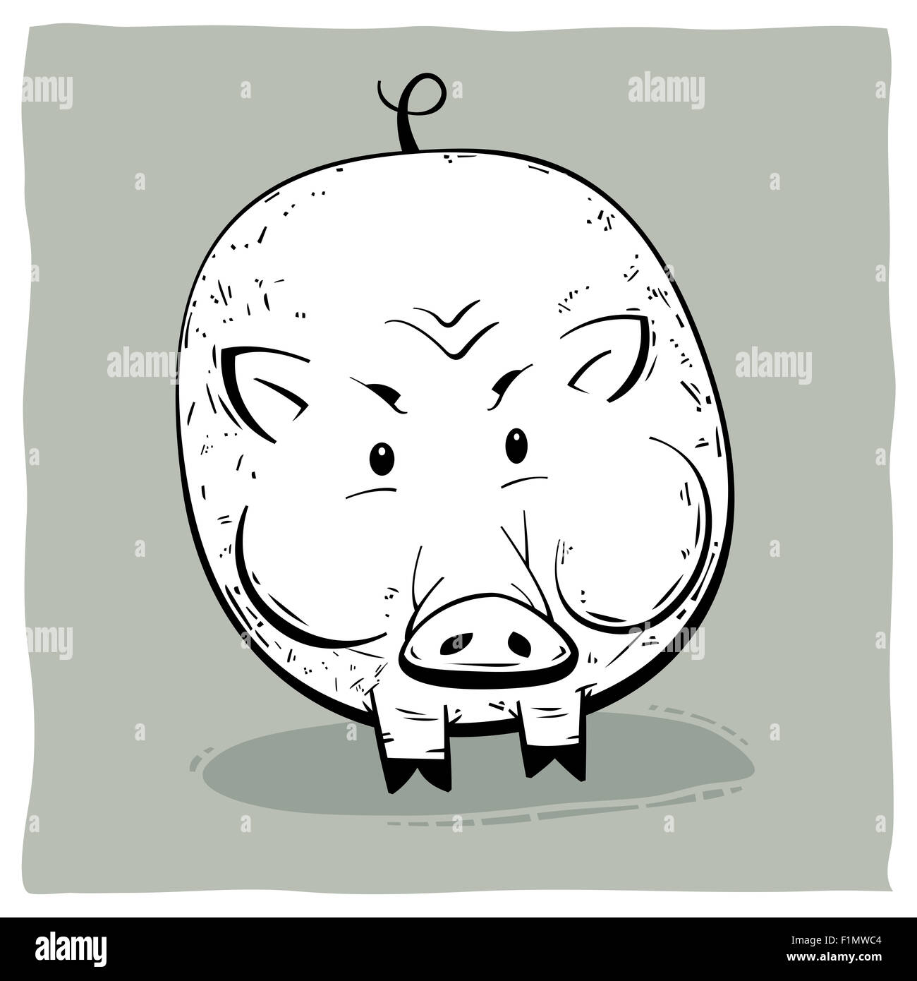 Fat round pig vector illustration cartoon Stock Photo - Alamy