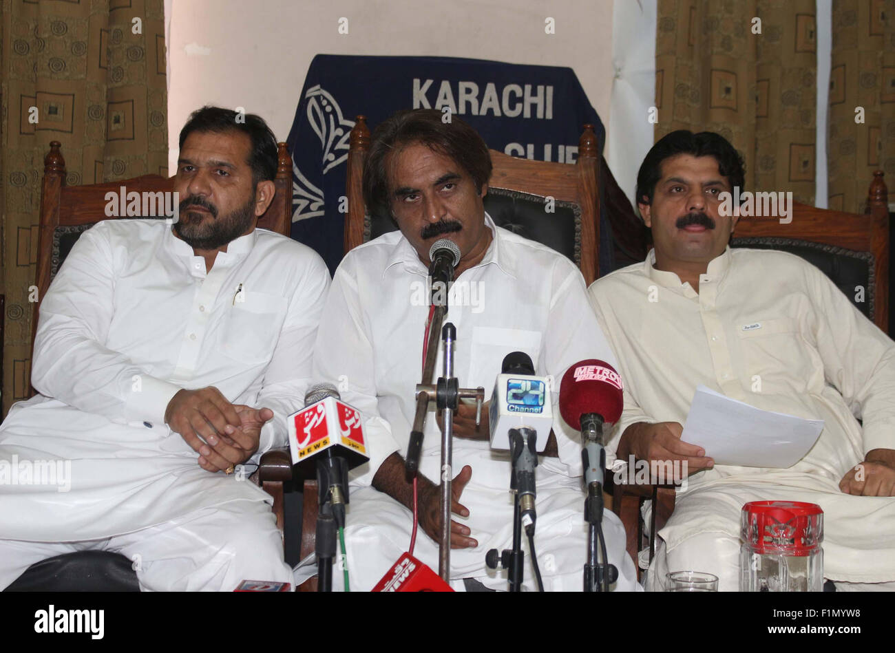 Subhan Ali Sahil, leader of Tehreek-e-Insaf addressing to media persons ...