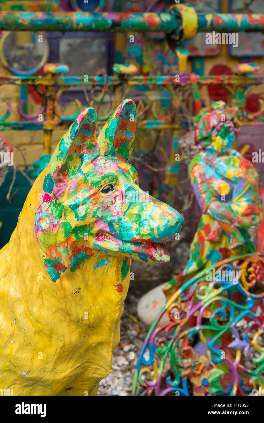 colorful painted dog statue Stock Photo - Alamy