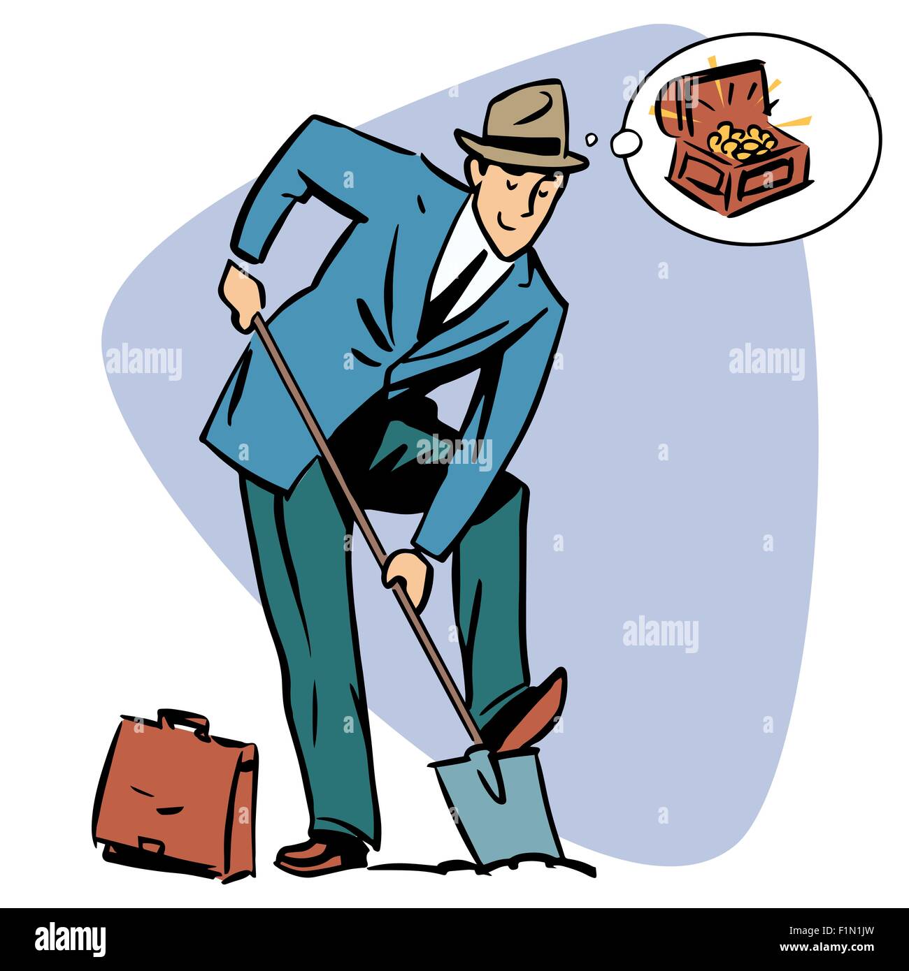 Businessman treasure hunter dreams money business people concept Stock ...