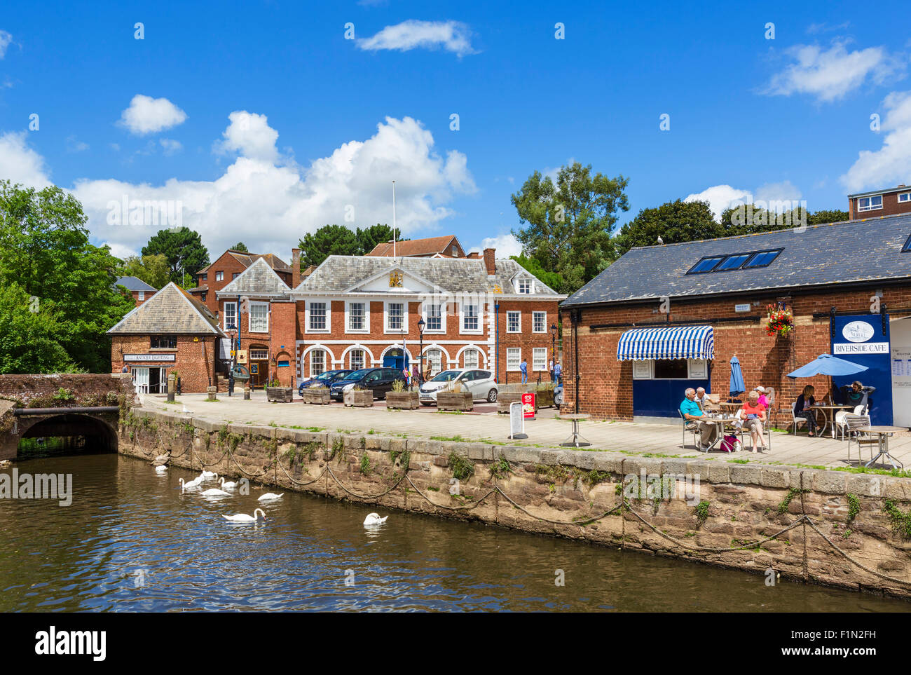 Riverside Cafe with the historic Custom House behind, The Quay, Exeter ...