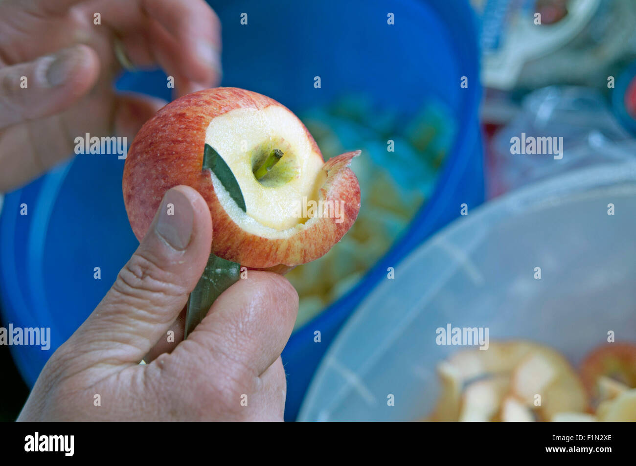 Peeling apple knife hand hi-res stock photography and images - Alamy