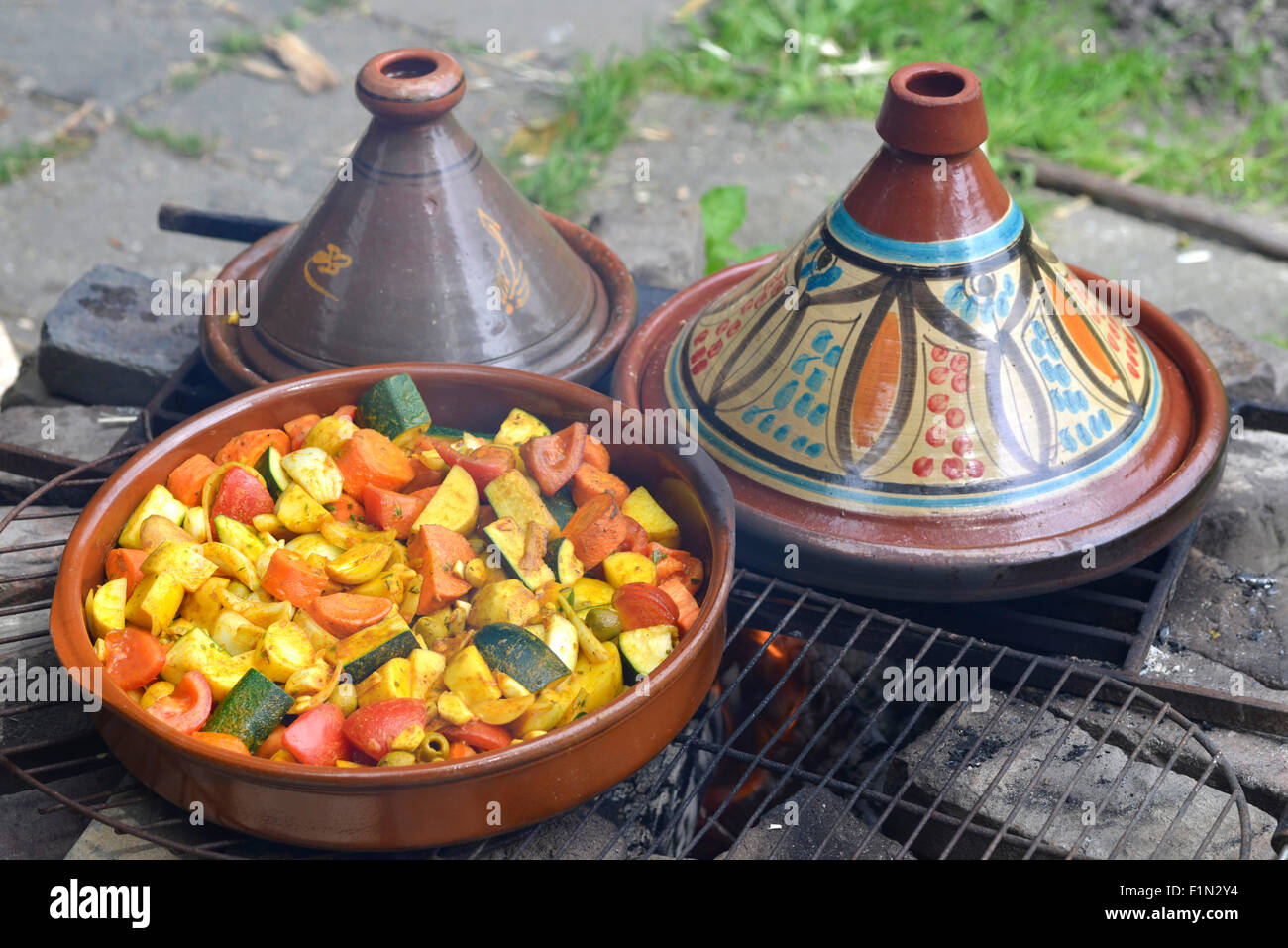tajine meal made in garden Stock Photo - Alamy