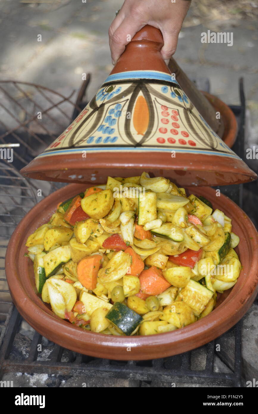 tajine meal made in garden Stock Photo - Alamy