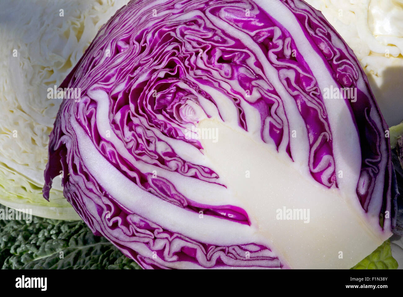 assortment green and red cabbage Stock Photo - Alamy