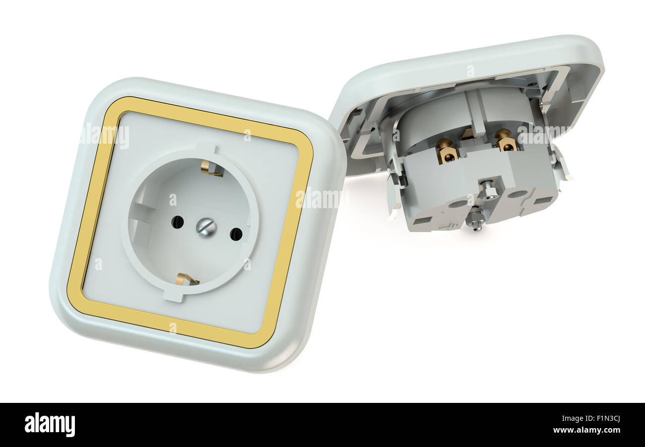 Electric outlet isolated on white background Stock Photo - Alamy