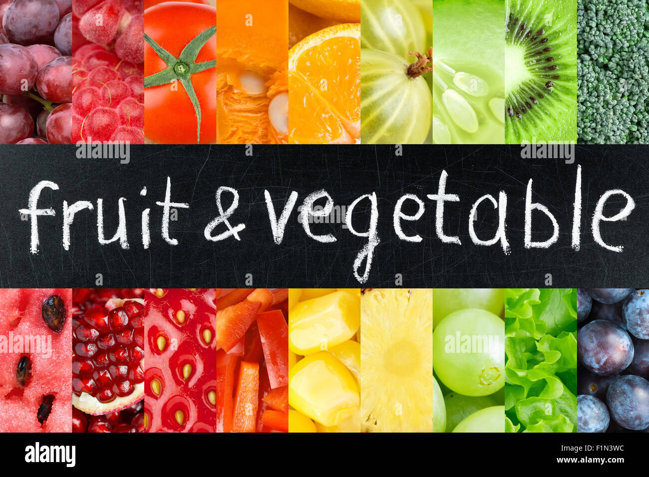 Fresh color fruits and vegetables concept Stock Photo - Alamy