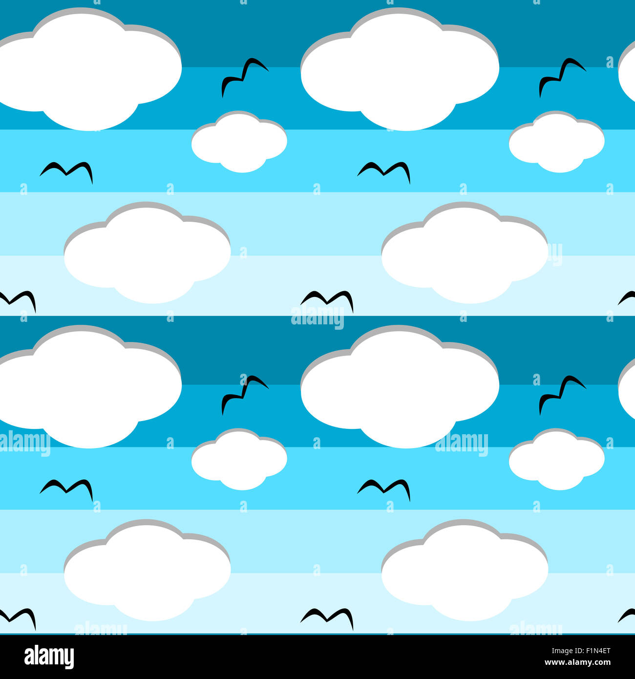 cartoon blue sky with clouds seamless pattern background illustration ...