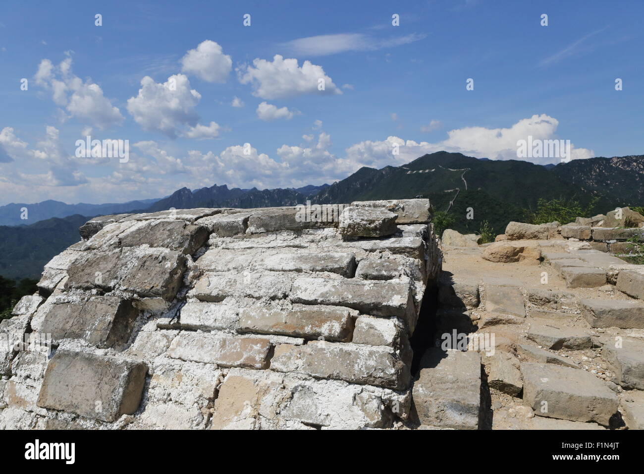 Unrestored section of the Great Wall of China, Mutian Yu, with ...
